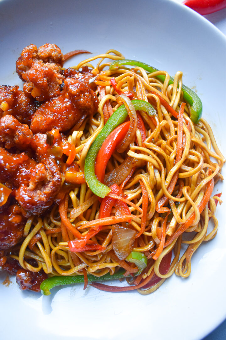 Crispy Sweet Chilli Chicken with Noodles - Andrea's Dainty Kitchen
